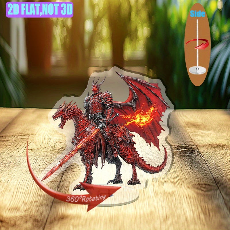 Revolving acrylic display featuring a dragon knight in red armor ...