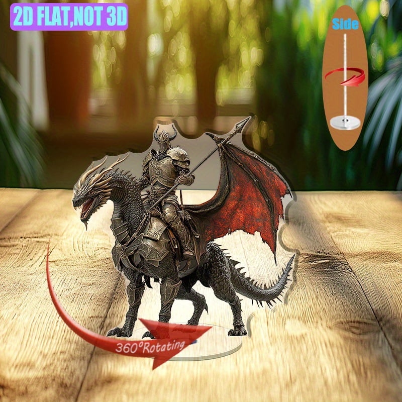 Revolving acrylic display featuring a dragon rider in layered bronze ...