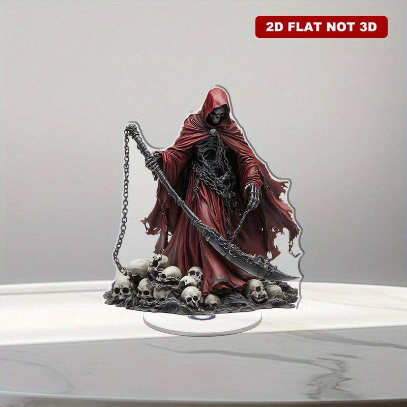 Revolving acrylic display featuring a grim reaper with scythe chains ...
