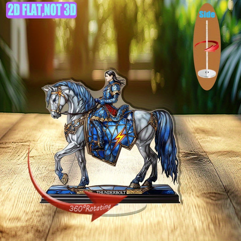 Revolving acrylic display featuring a majestic gray stallion in blue ...