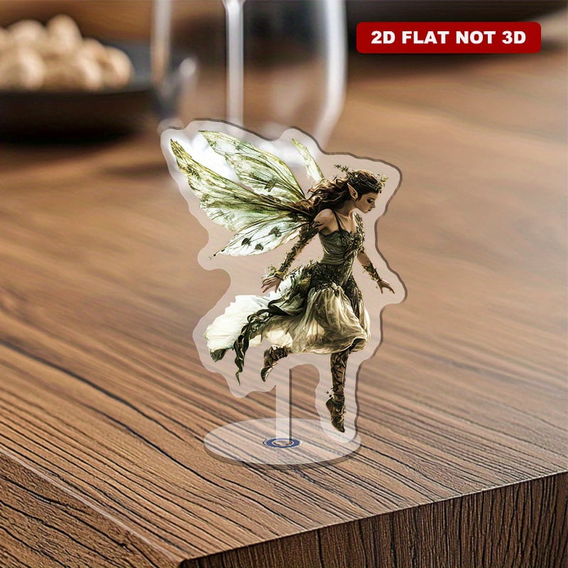 Revolving acrylic display featuring a realistic forest fairy flying and ...
