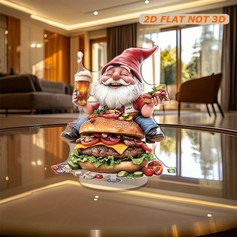 Revolving acrylic display featuring a smiling gnome atop a giant ...