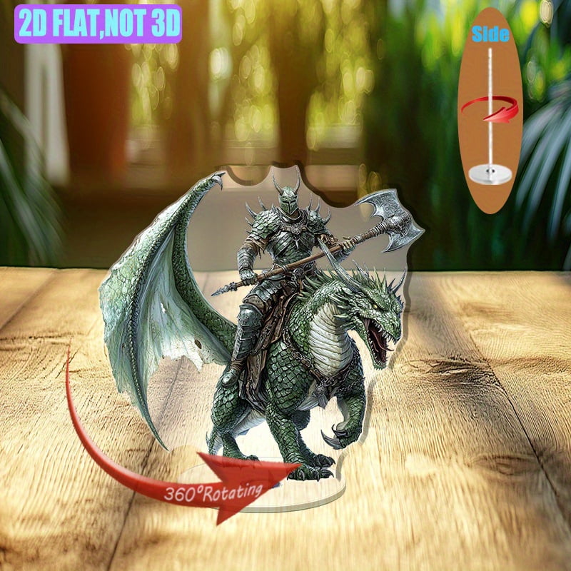 Revolving acrylic display featuring a dragon warrior in green scale ...