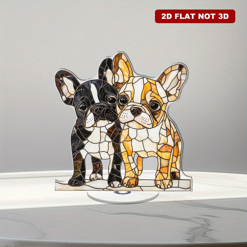 Revolving acrylic display featuring two adorable French bulldogs in ...