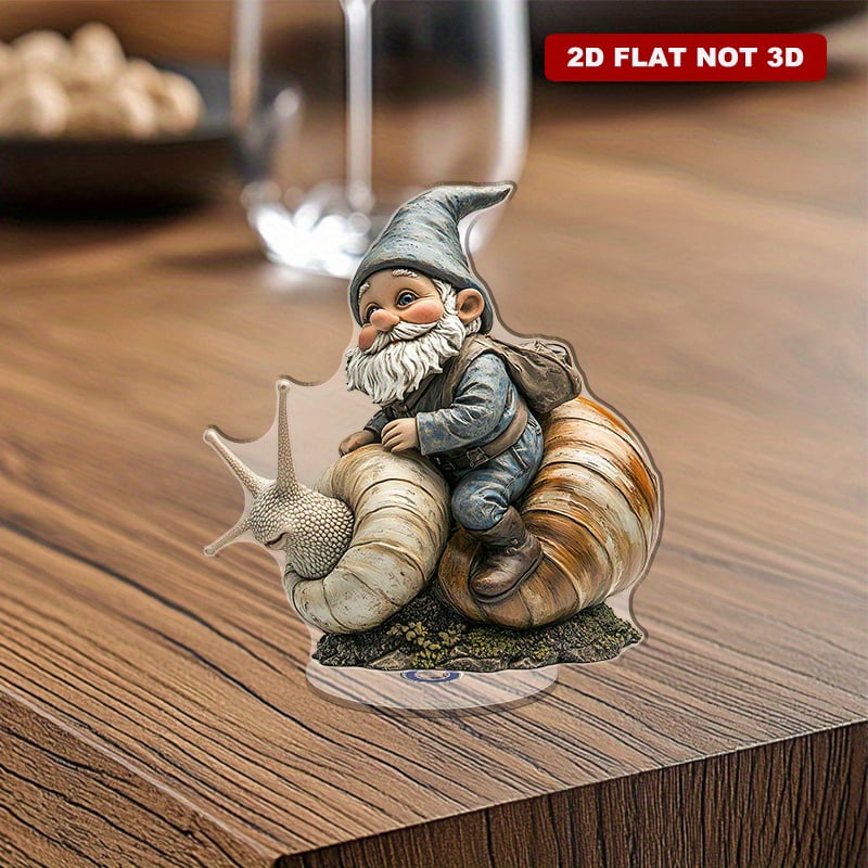 Revolving acrylic ornament featuring a garden gnome riding a detailed ...