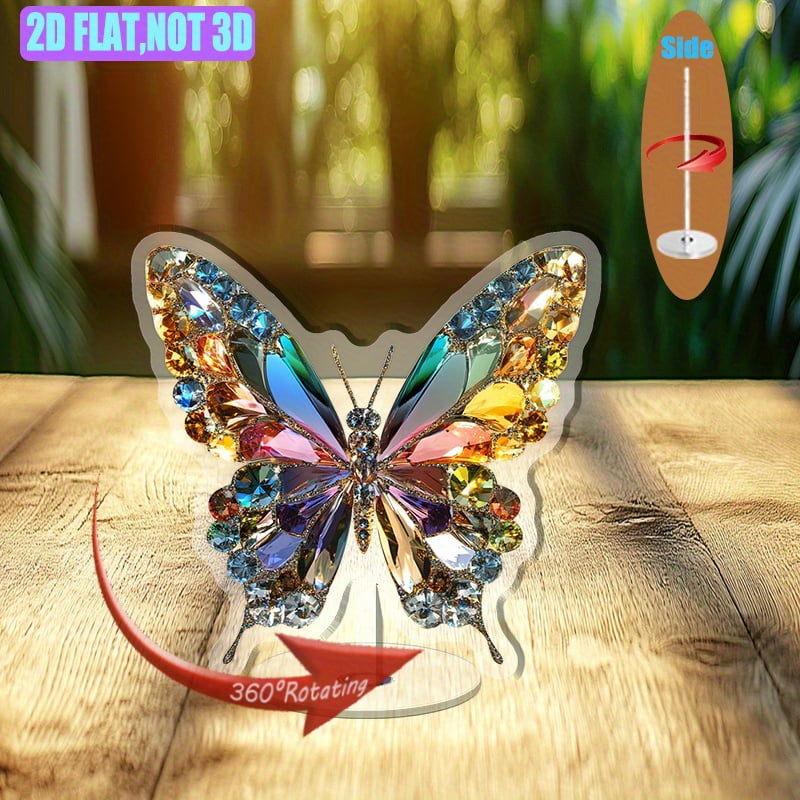 Revolving acrylic ornament featuring a stunning crystal butterfly with ...