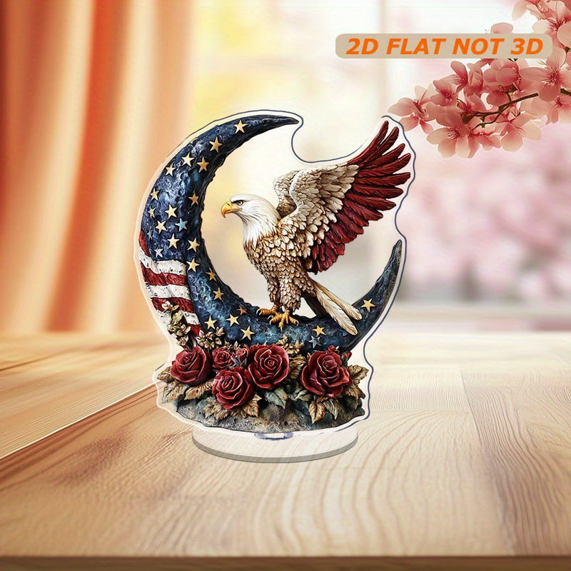 Revolving acrylic ornament featuring an American eagle on a starry moon ...