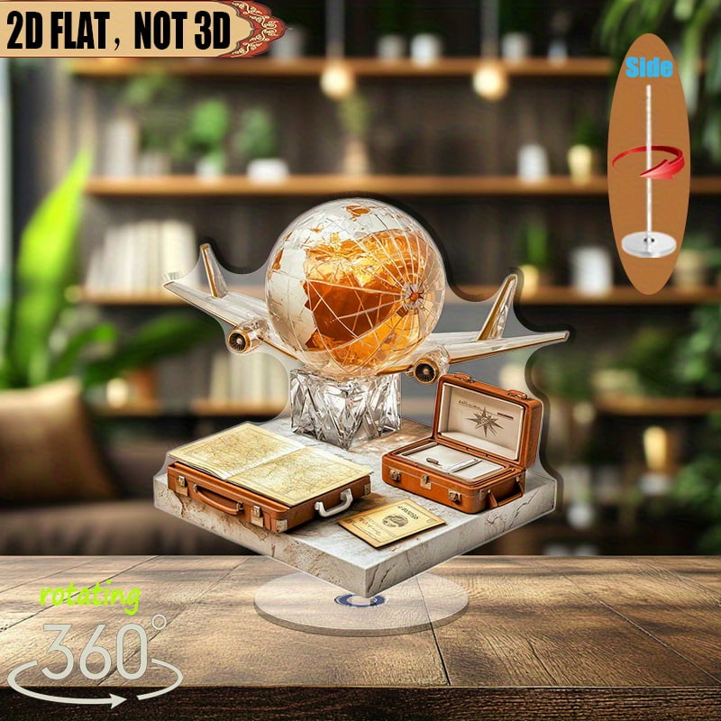 Revolving acrylic tabletop centerpiece featuring a transparent airplane ...