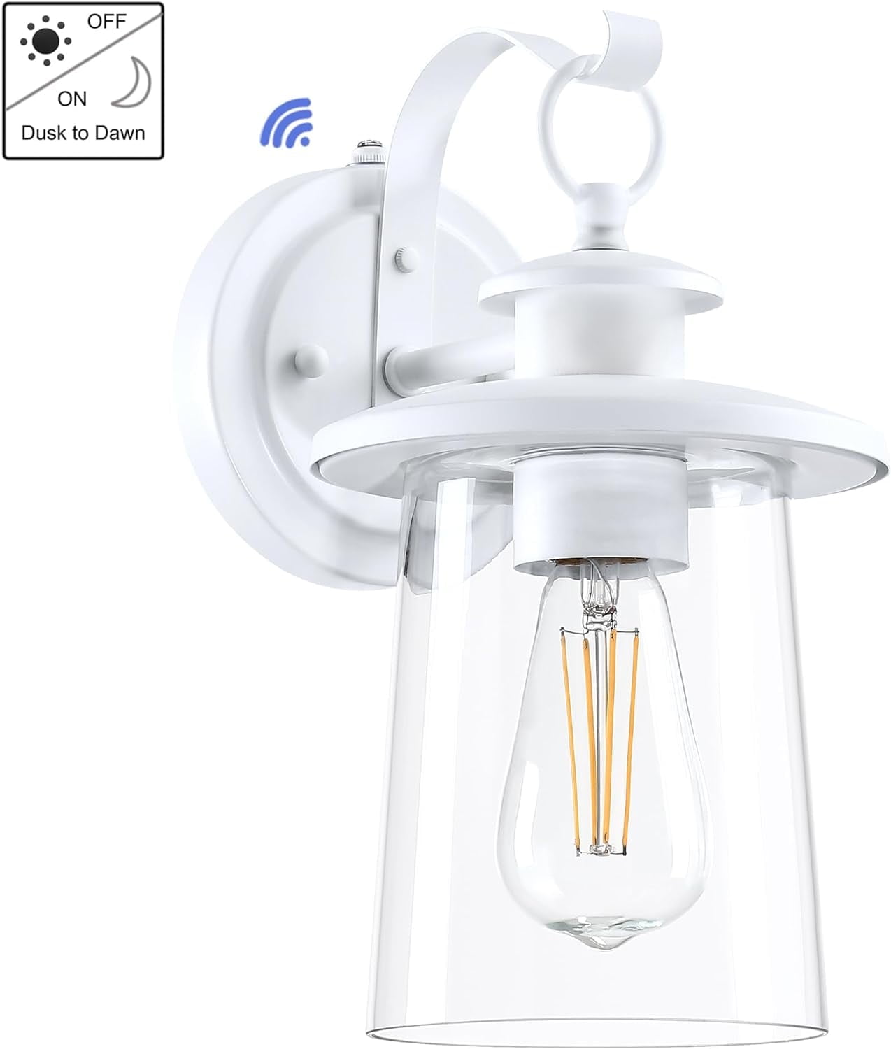 Revtronic Outdoor Wall Light, Dusk to Dawn Matte White Exterior Light ...