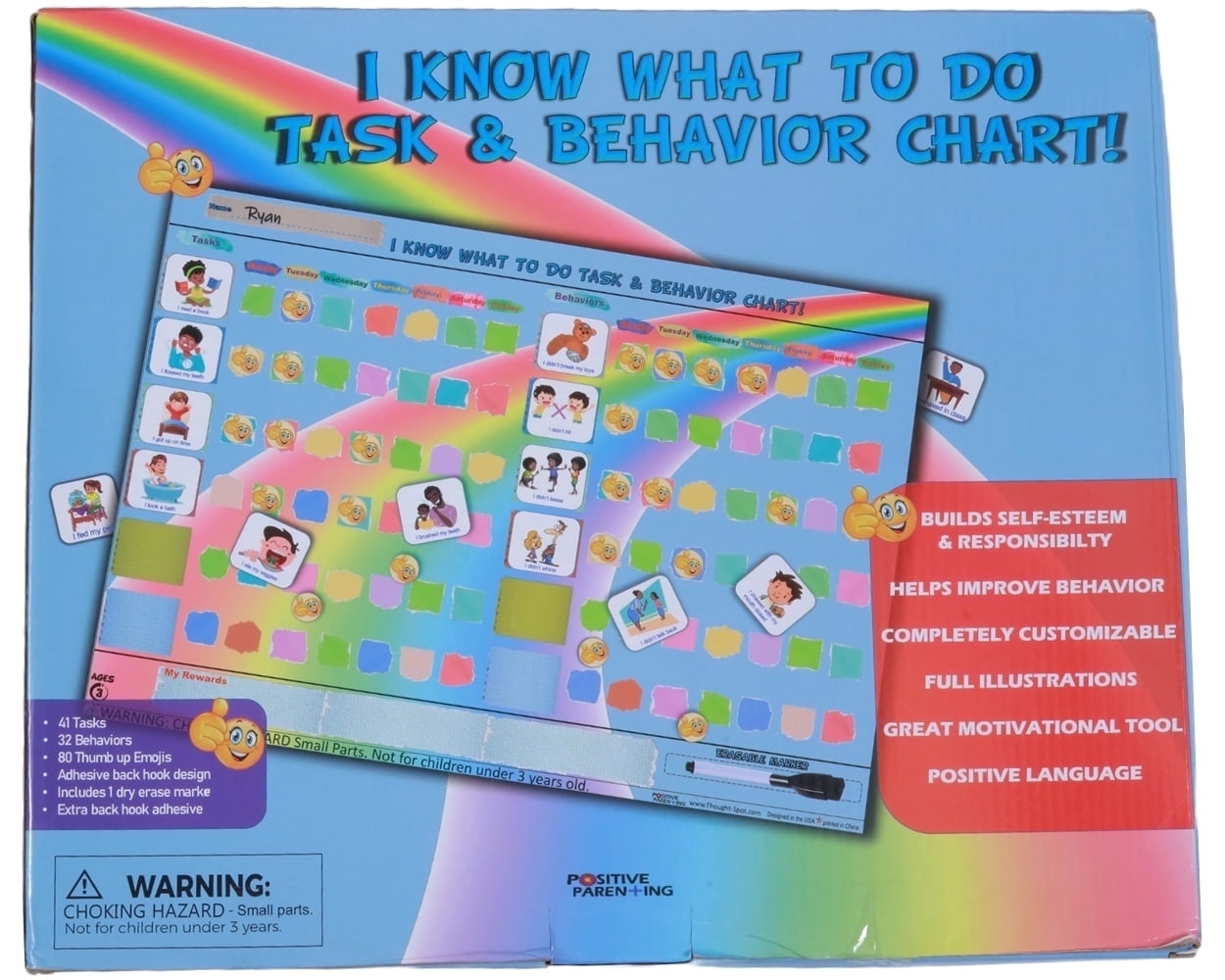 Reward Chart for Kids; Kid's Chore & Behavior Chart: 41 Task Pieces, 32 ...