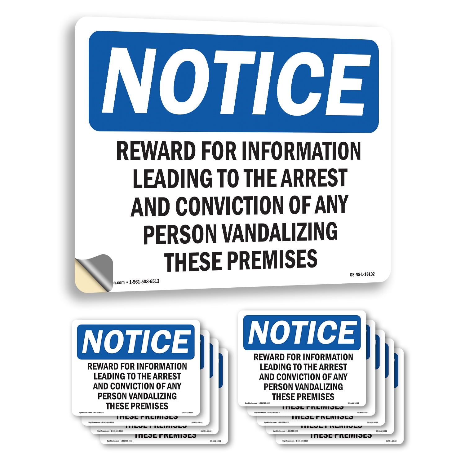 Reward For Information Leading To The Arrest OSHA Notice Vinyl Decal ...