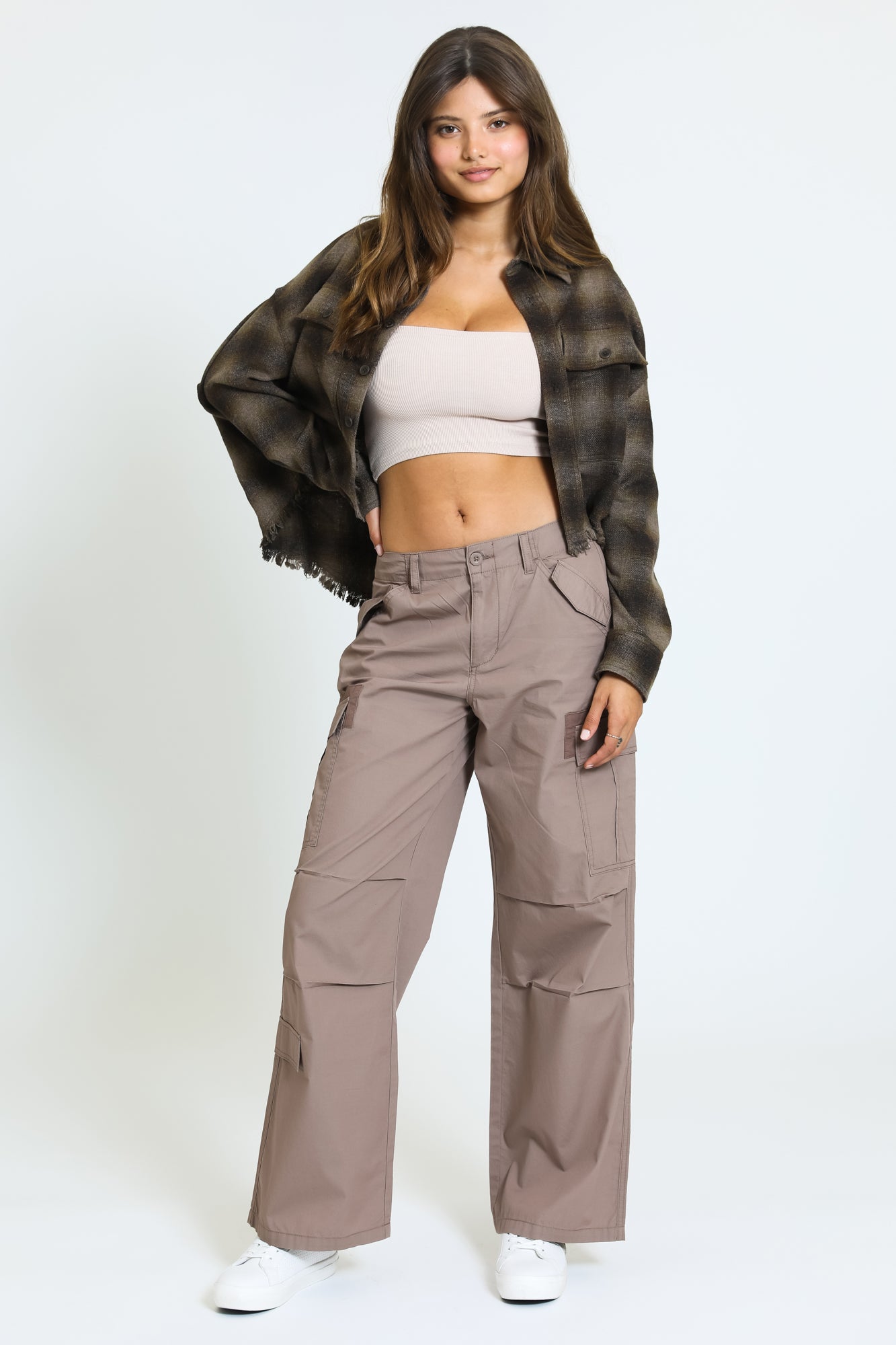 Rewash Womens Zoe Wide Leg Cargo Pants - Java - Walmart.com
