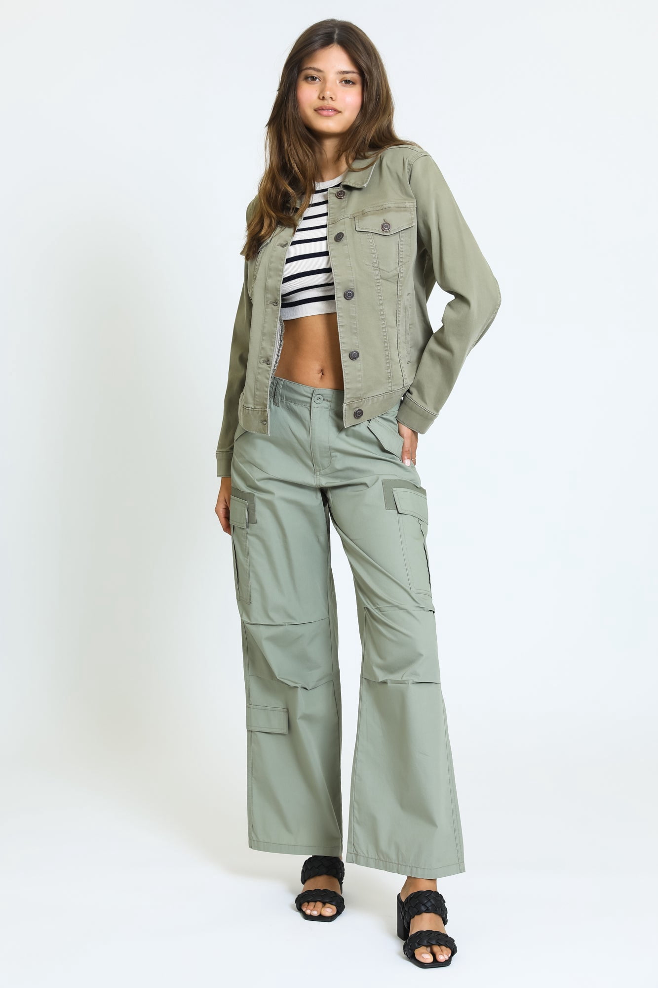 Zoe Wide Leg Cargo Pants - Tree Leaf - Walmart.com