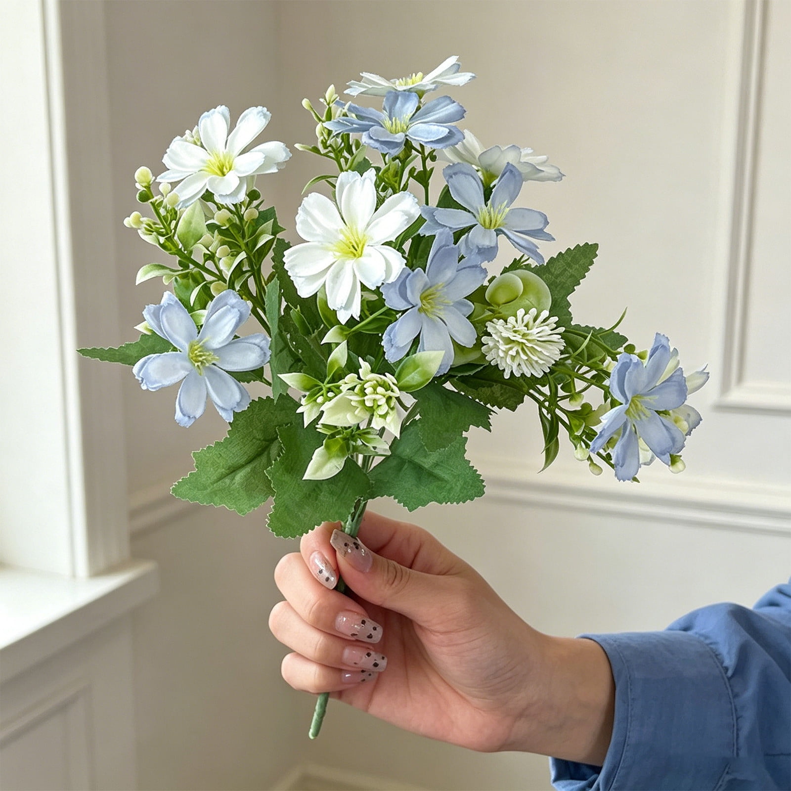 Rewenti 5 Stems 10 Heads Artificial Daisies Bouquet Faux Flower Vase ...