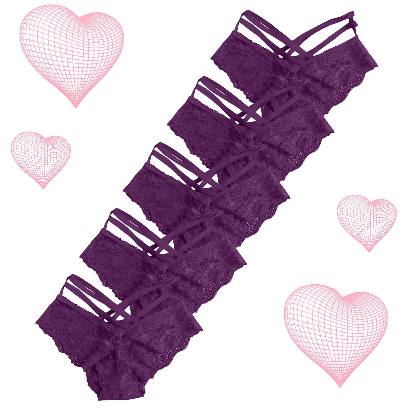 Rewenti 5PC Underwear for Women Lace Panties for Ladies Purple 6(M ...