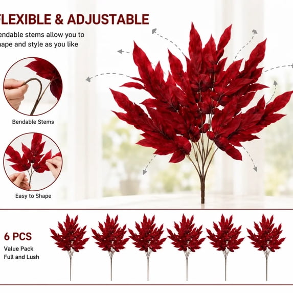 Rewenti Artificial Colored Leaves Faux Potted Plant Lifelike Fake ...