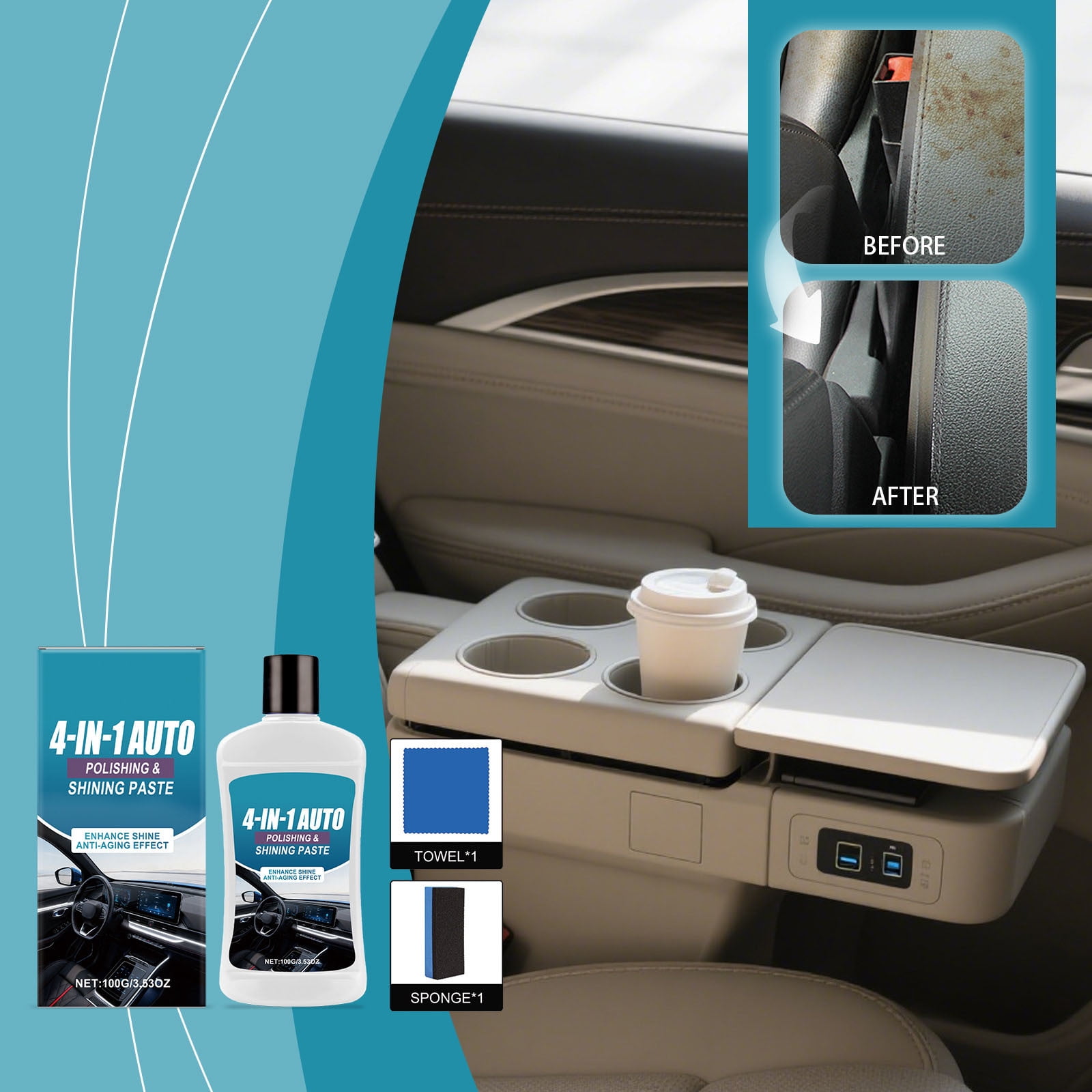 Rewenti Car Interior and Exterior Shine Restorer 100ml, Multi-Material ...