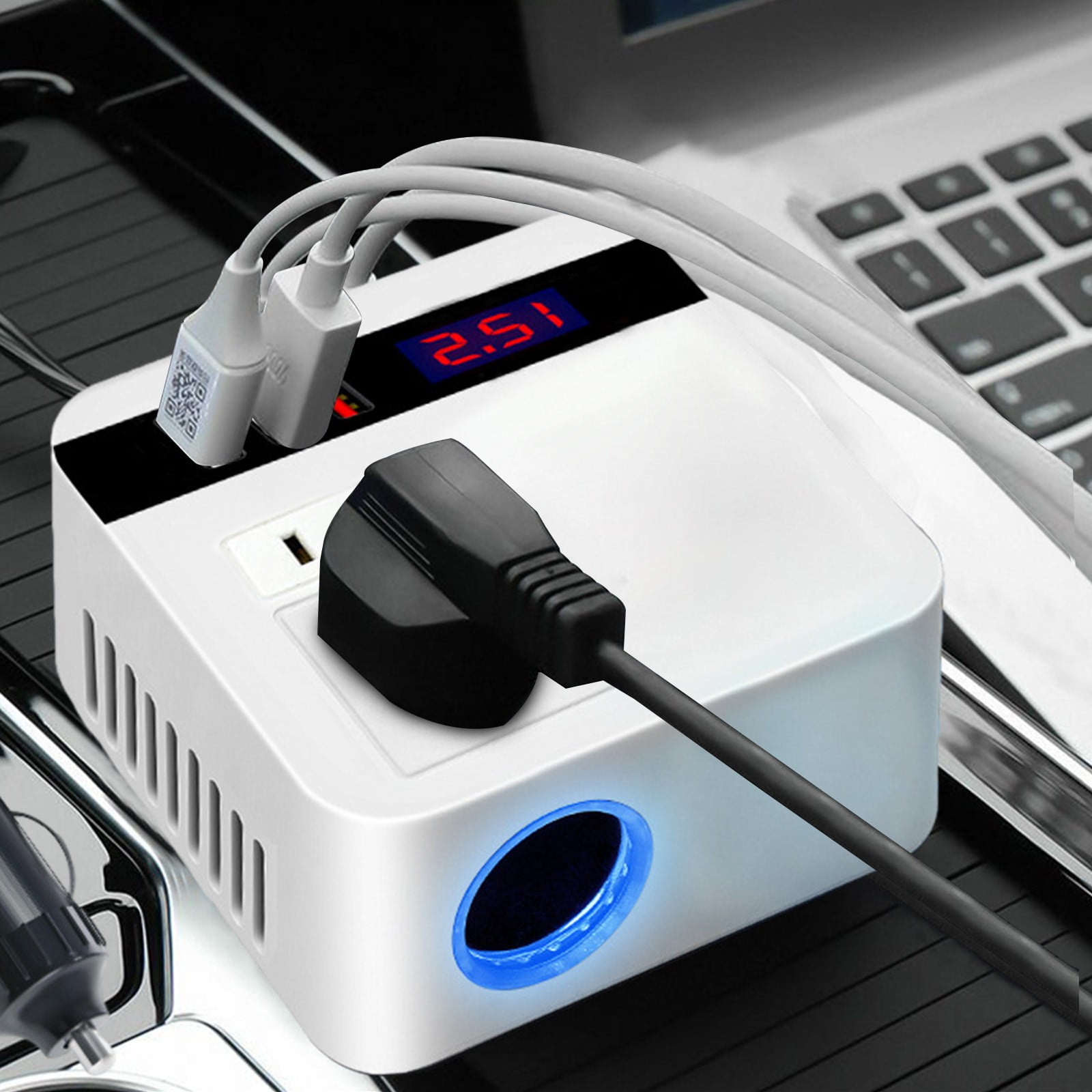 Rewenti Car Inverter 150W Peak 12V/24V To 110V LED Display Sockets ...