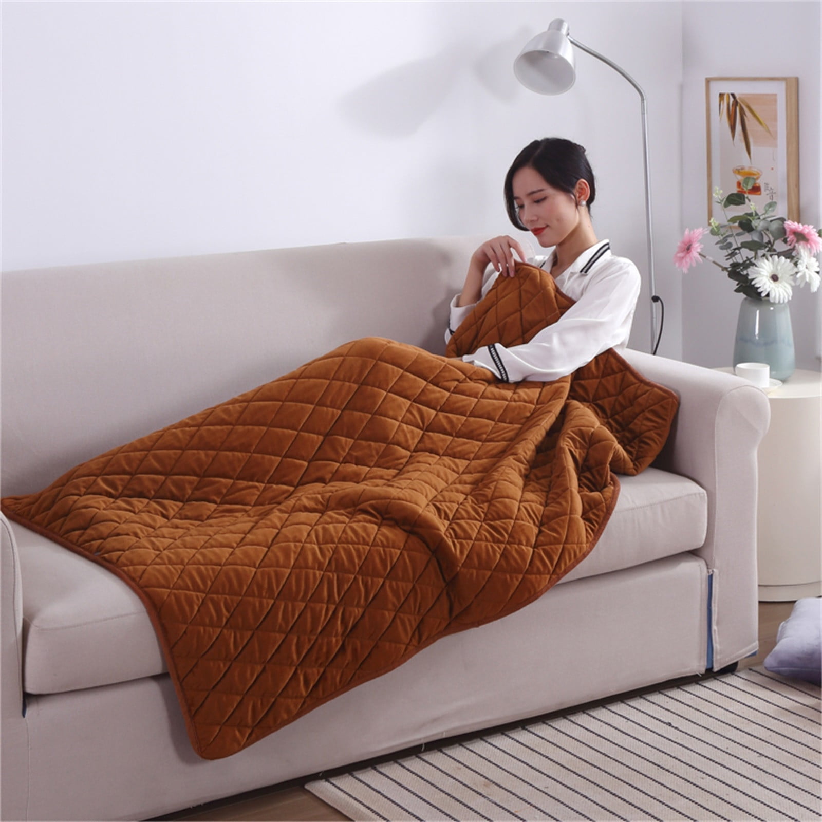 Rewenti Rechargeable Heated Blanket Soft 5V Electric USB Blanket ...