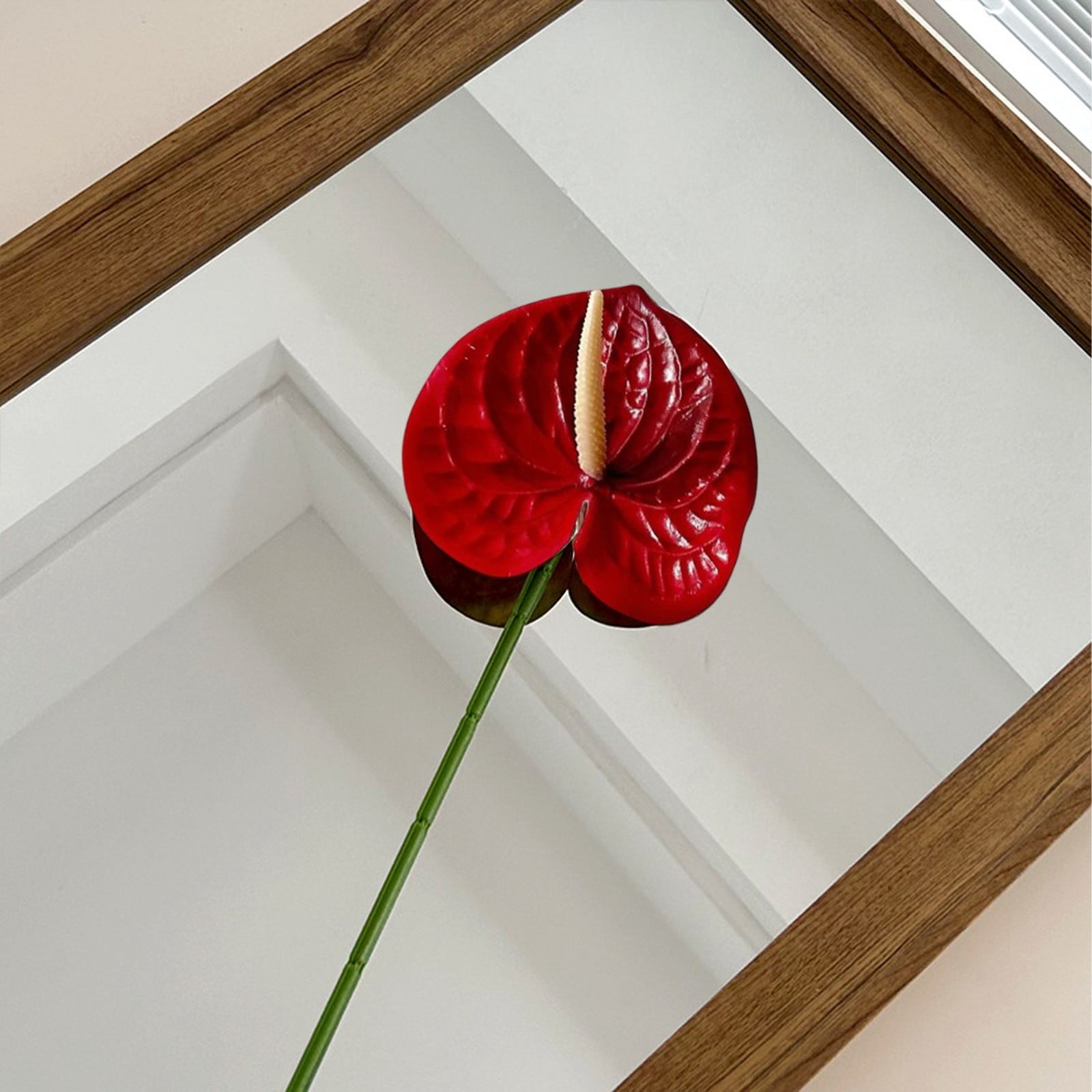 Rewenti Red Anthurium Artificial Flower - Simulation Fire Cranes Palm ...