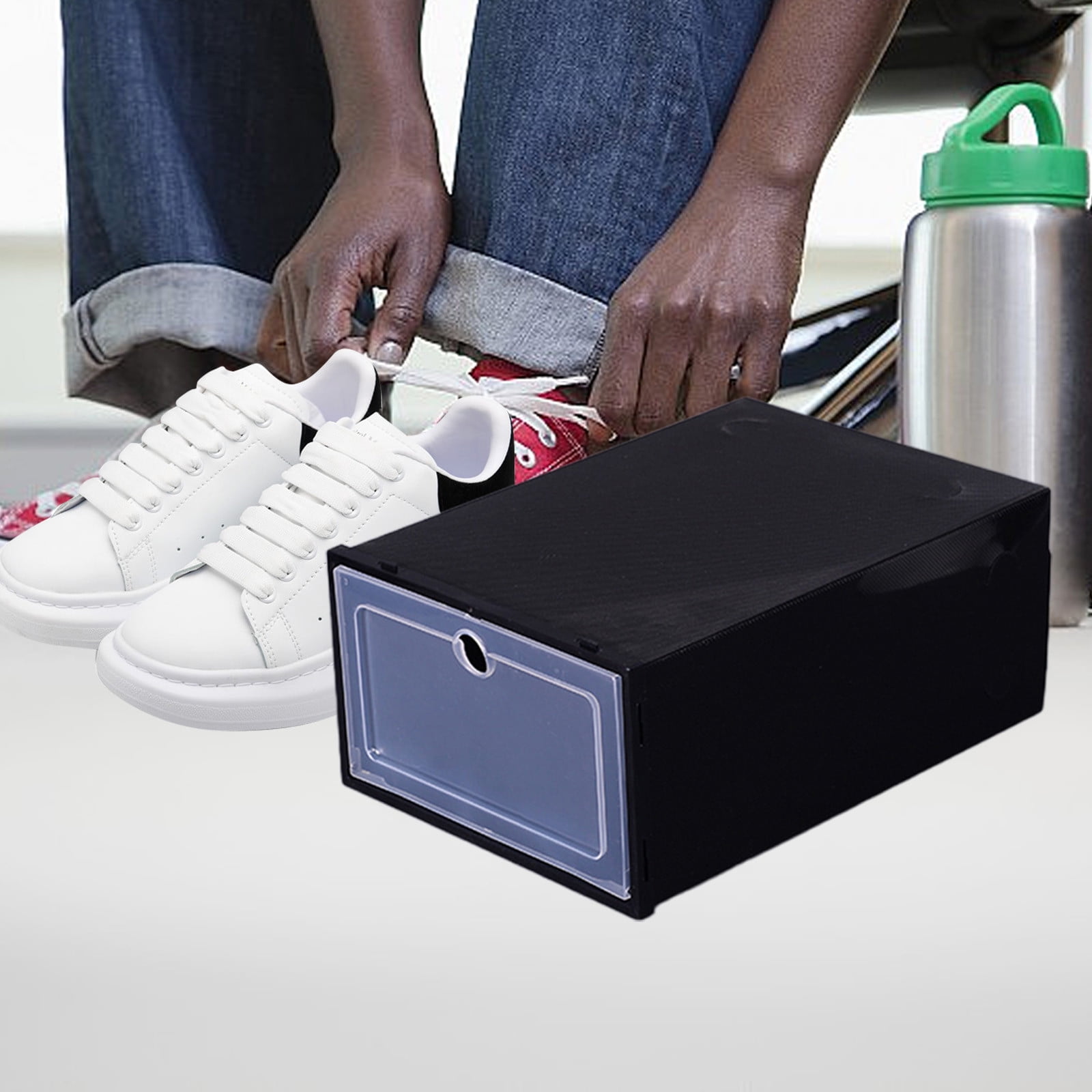 Rewenti Transparent Plastic Shoe Box Organizer Shoe Box Flip Lid Drawer ...