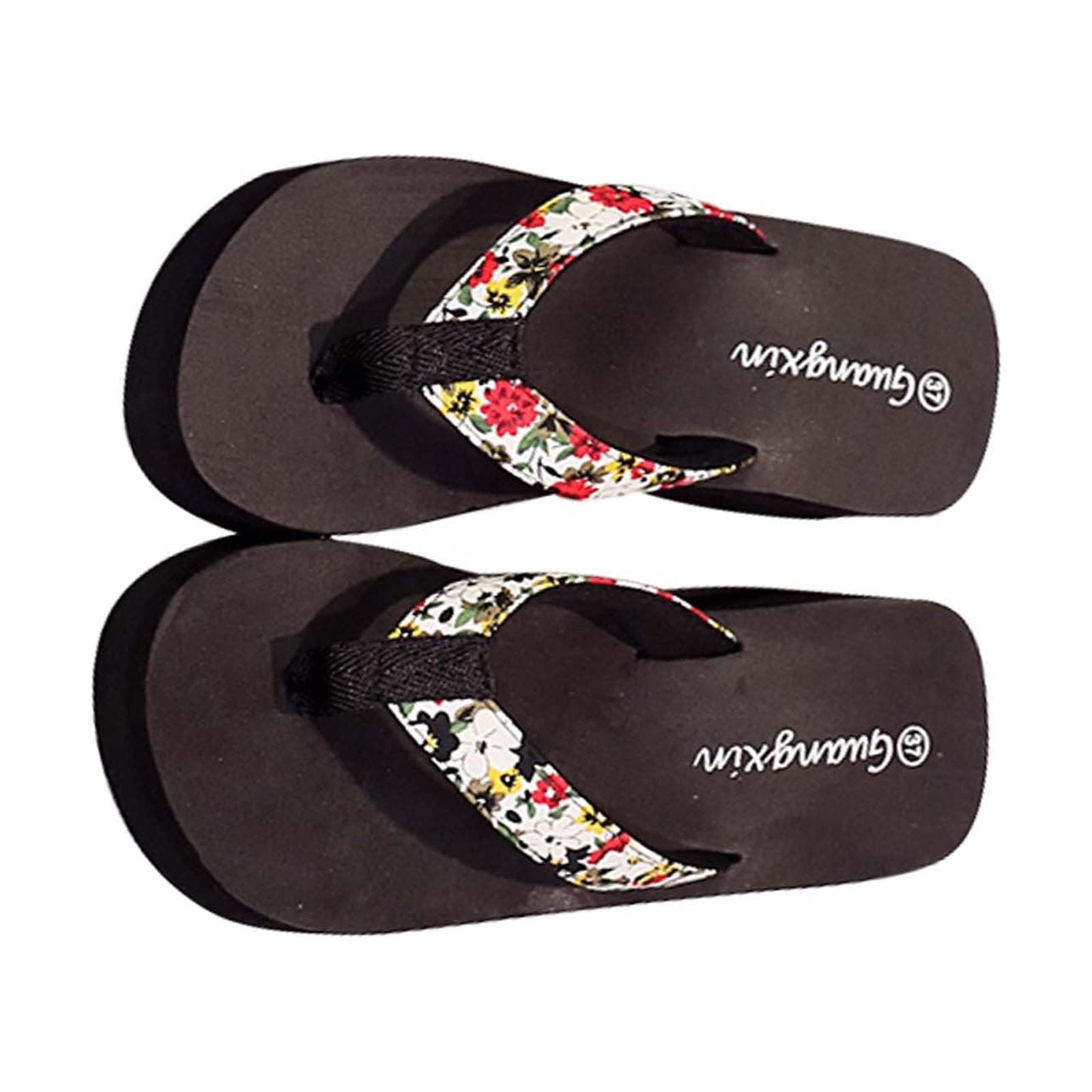 Rewenti Women's Summer Floral Flip-Flops Wedge Heel Platform Flip Flops ...