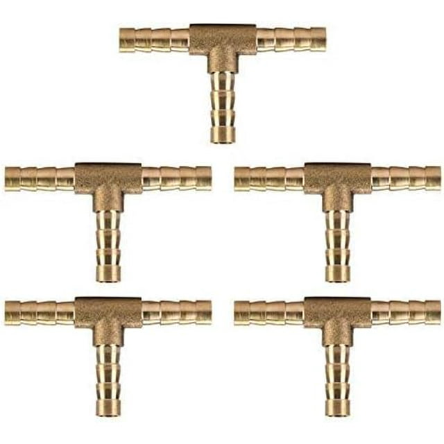 Rewera Brass T Connector, 5pcs T Pipe Fittings for Air/Water/Oil/Gas ...