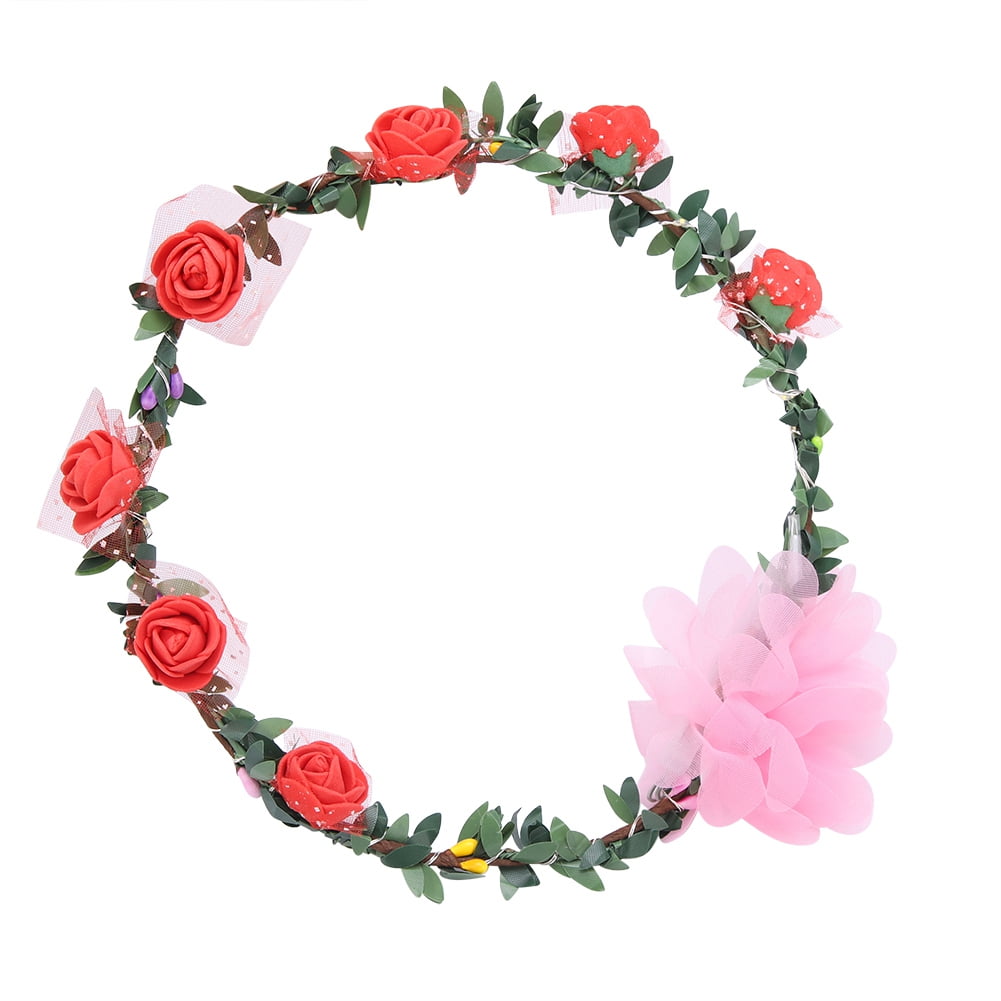 Rewera Light Up Flower Crown LED Rose Flowers Lights Beautiful Lighting ...
