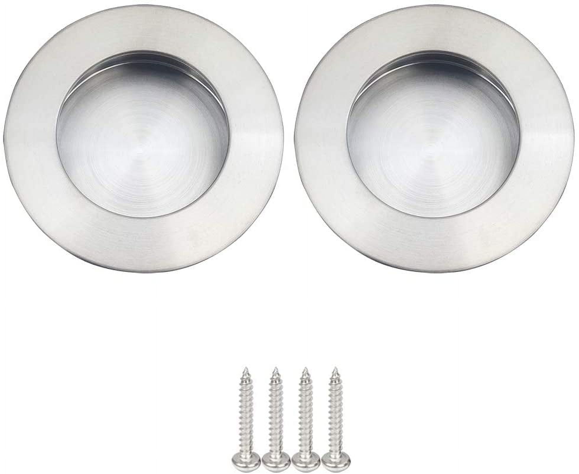 Rewera Set of 2 Round Recessed Handles for Sliding Door Stainless Steel ...