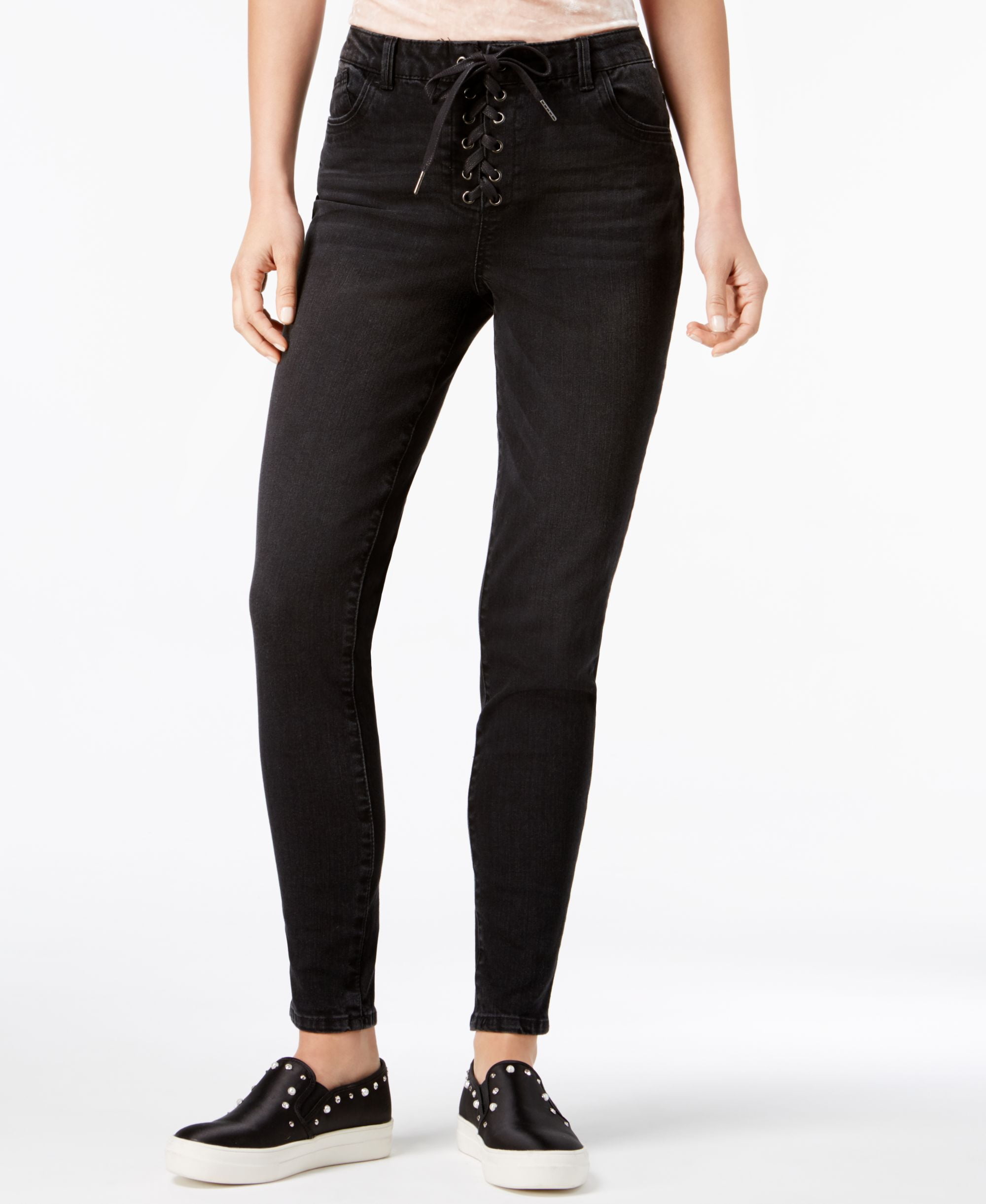 Rewind Womens Denim Lace-Up Skinny Jeans - Walmart.com