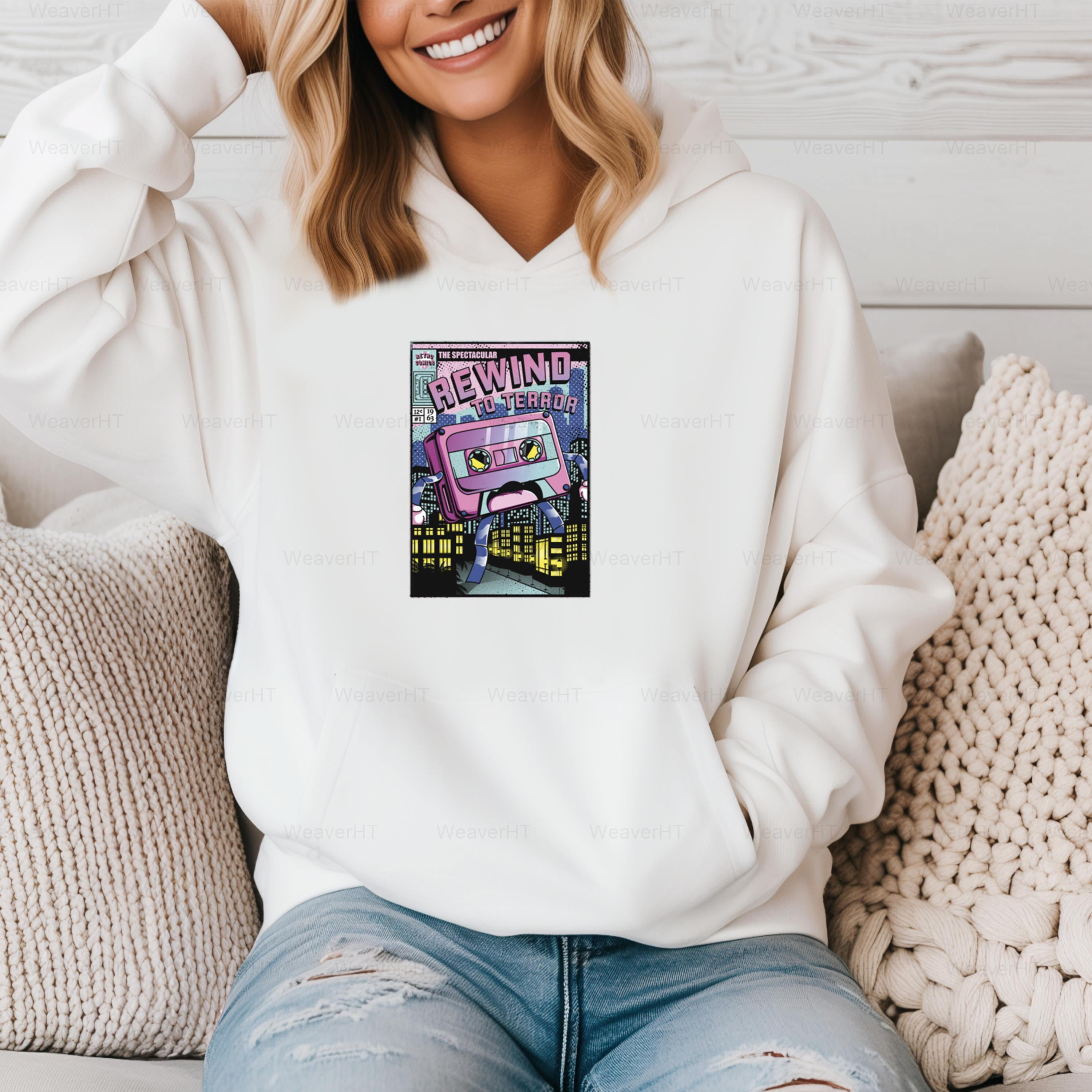 Rewind to terror Hoodiewith VHS horror style and retro fear vibe ...