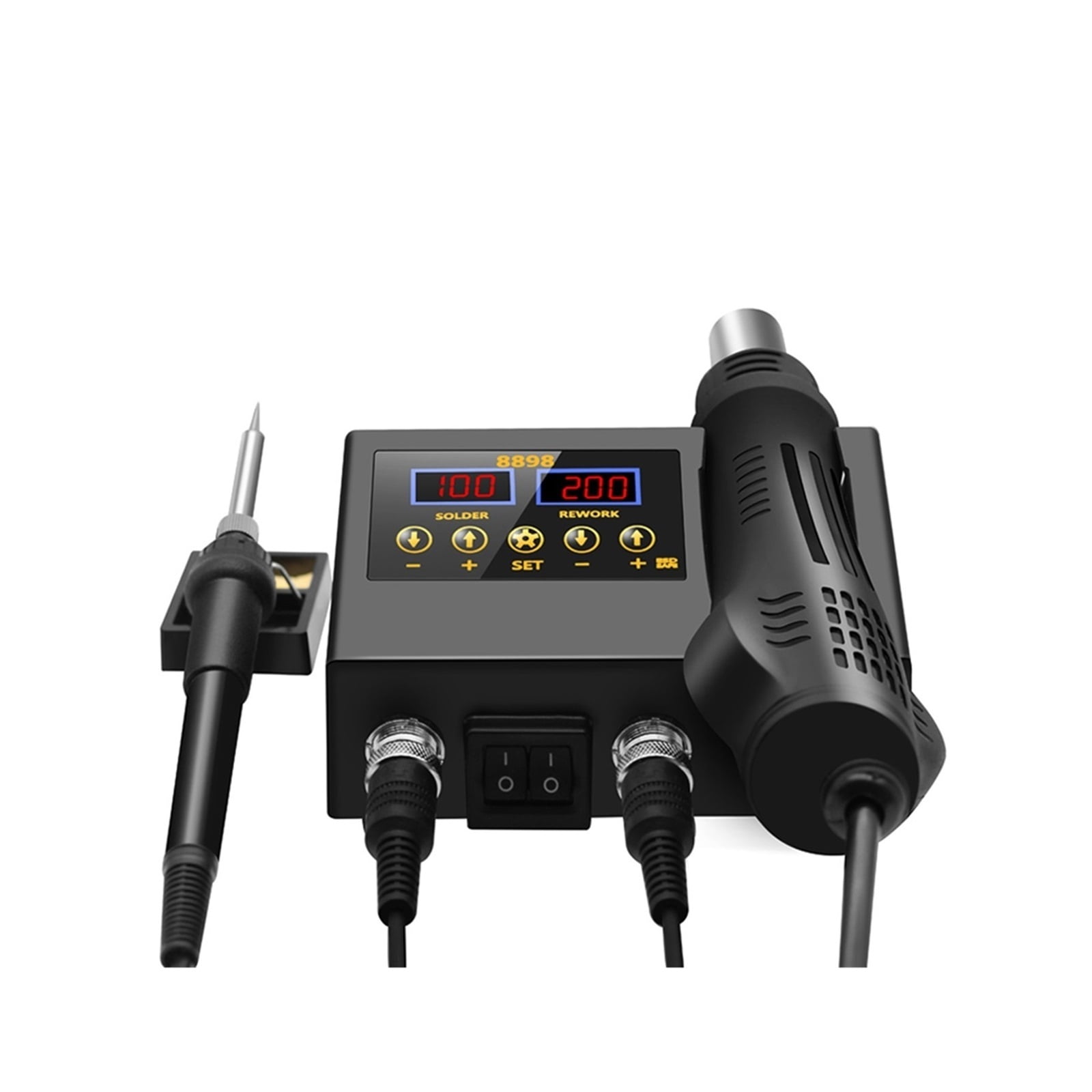 Rework Soldering Station,2 In 1 Hot Air Soldering Iron LCD Digital ...