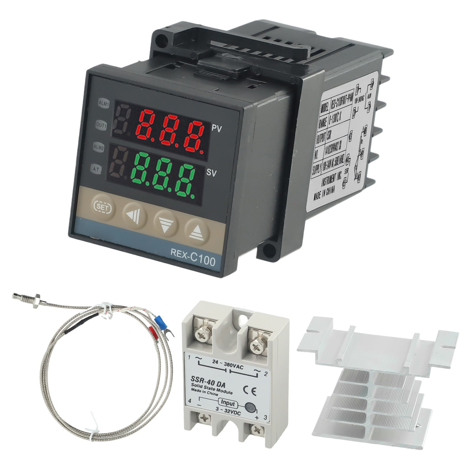 Rex-C100 Temperature Controller for Ssr 40Da K 1300℃ Thermocouple Heat Sink Kit - Walmart.com