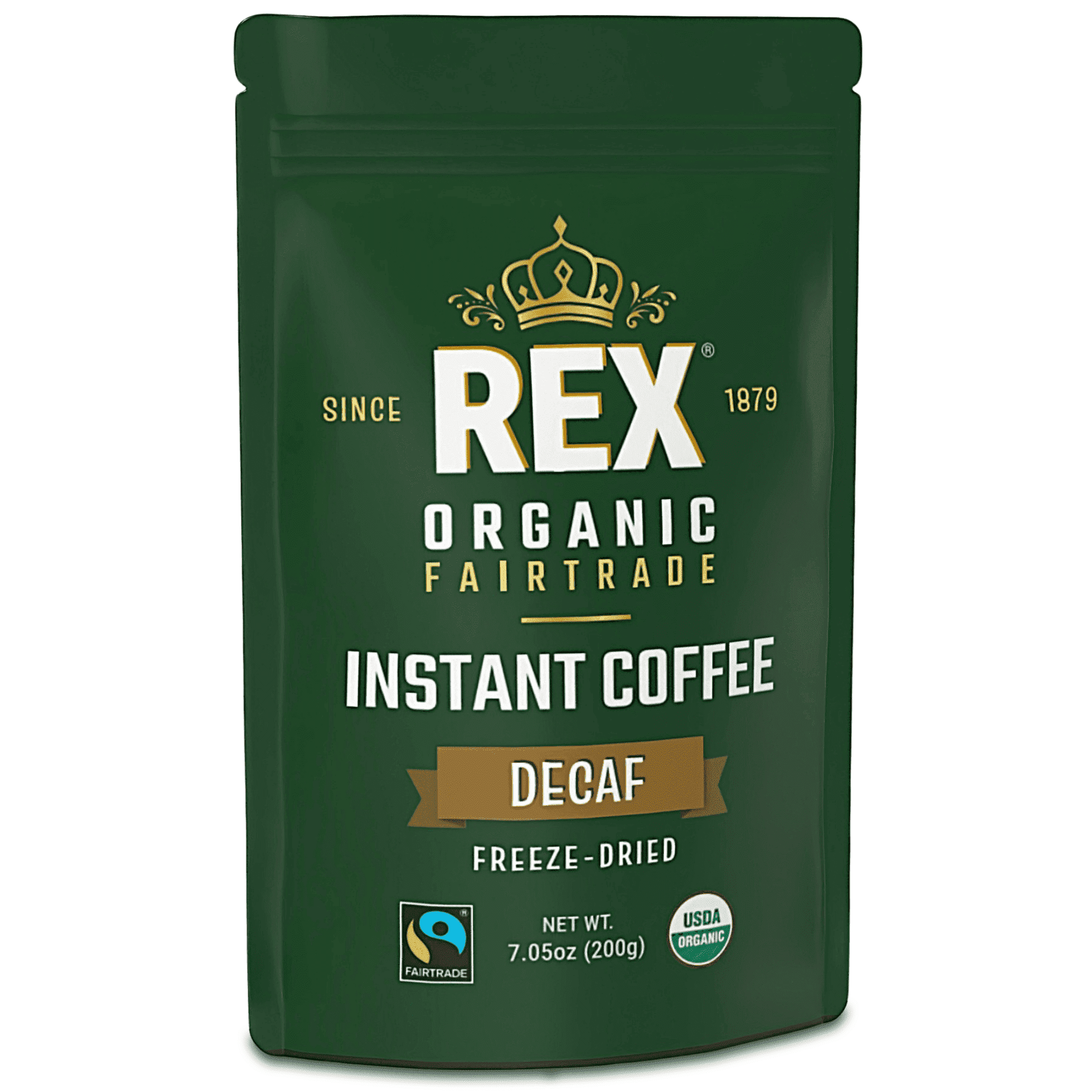 Rex Coffee Organic Fairtrade Decaf Freeze-Dried Instant Coffee, Medium ...