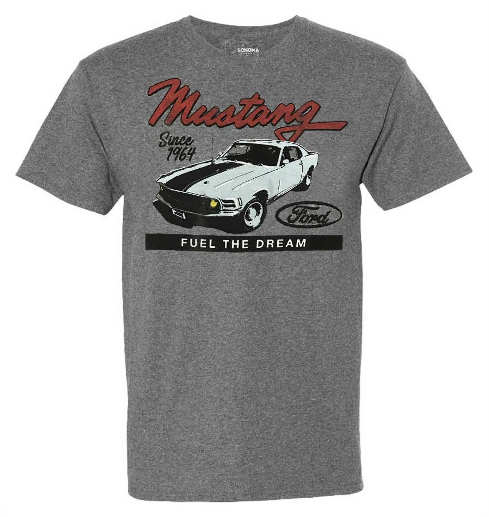 Rex Men's Ford Mustang Short Sleeve Cotton Blend Graphic T-Shirt - Gray ...