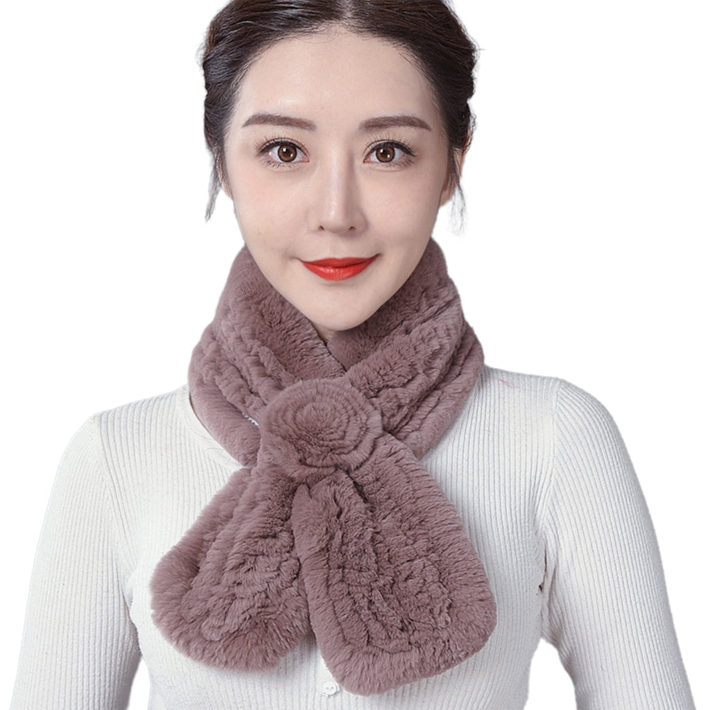 Rex Rabbit Faux Furs Scarf Women Soft Thick Plush Neck Scarf Party ...