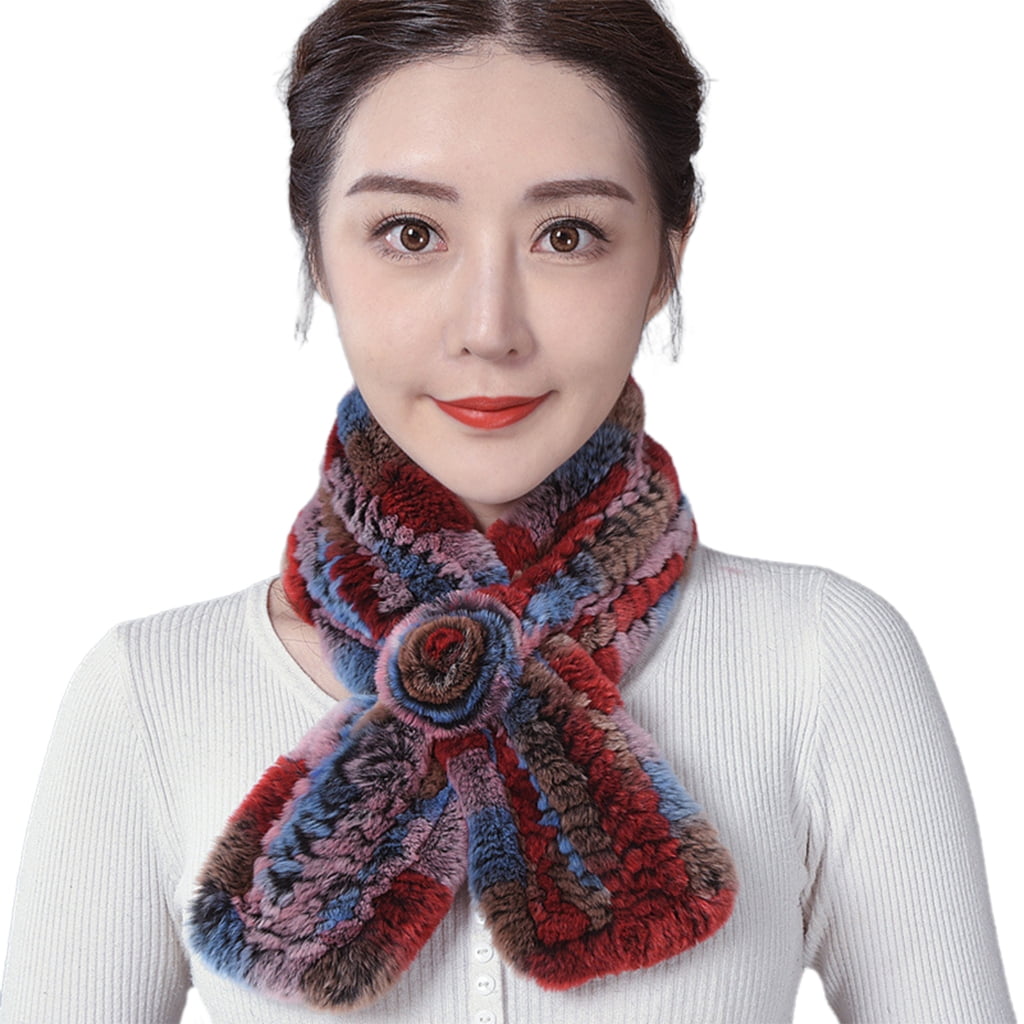 Rex Rabbit Faux Furs Scarf Women Soft Thick Plush Neck Scarf Party ...