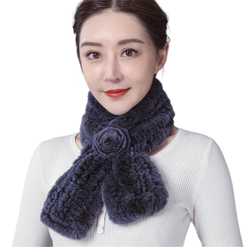 Rex Rabbit Faux Furs Scarf Women Soft Thick Plush Neck Scarf Party ...
