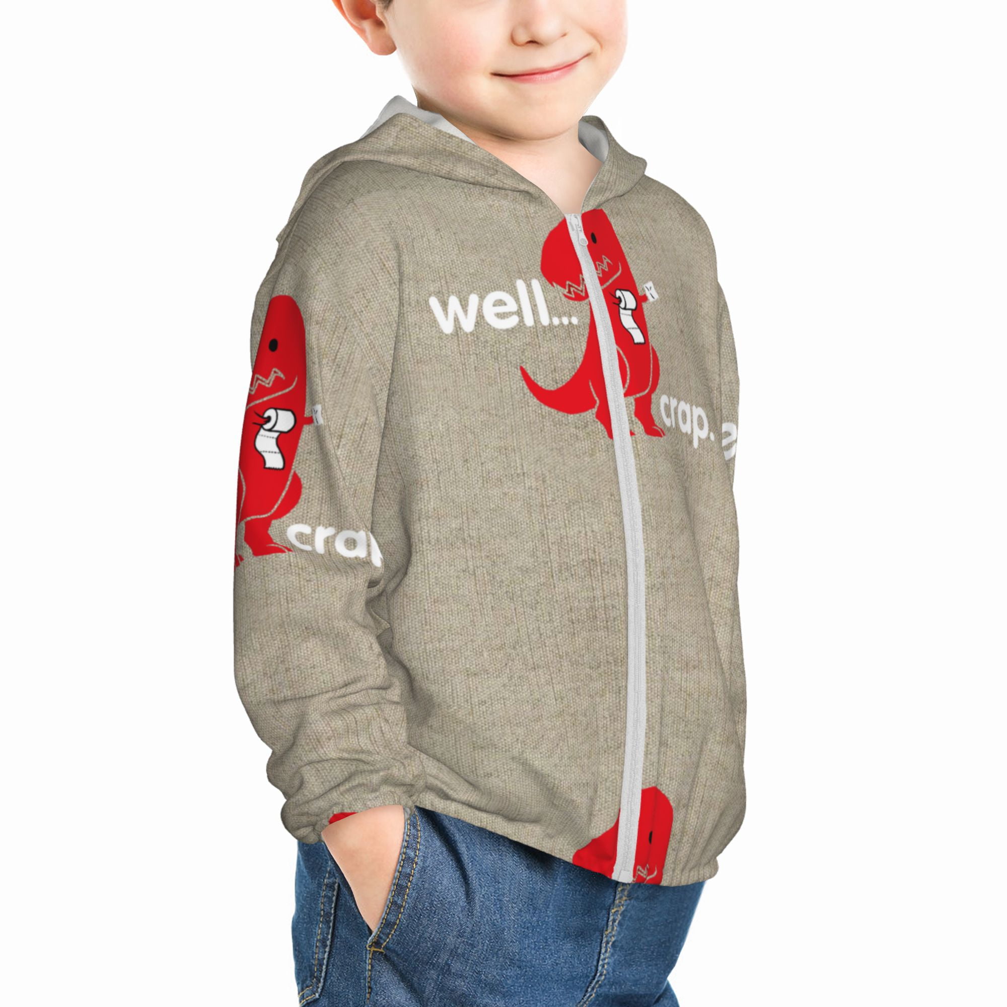 Rex Sad Rex Dinosaur Kids Zip-Up Hoodie Girls Boys Sun Protection ...