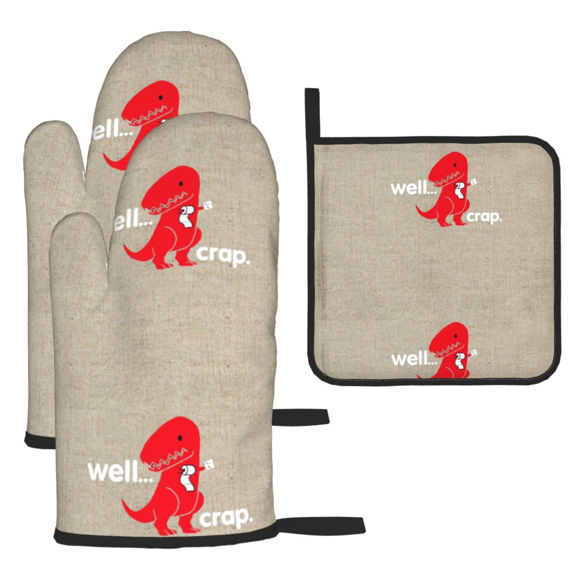 Rex Sad Rex Dinosaur Oven Gloves, Pot Clamp Set, Non slip and Heat ...