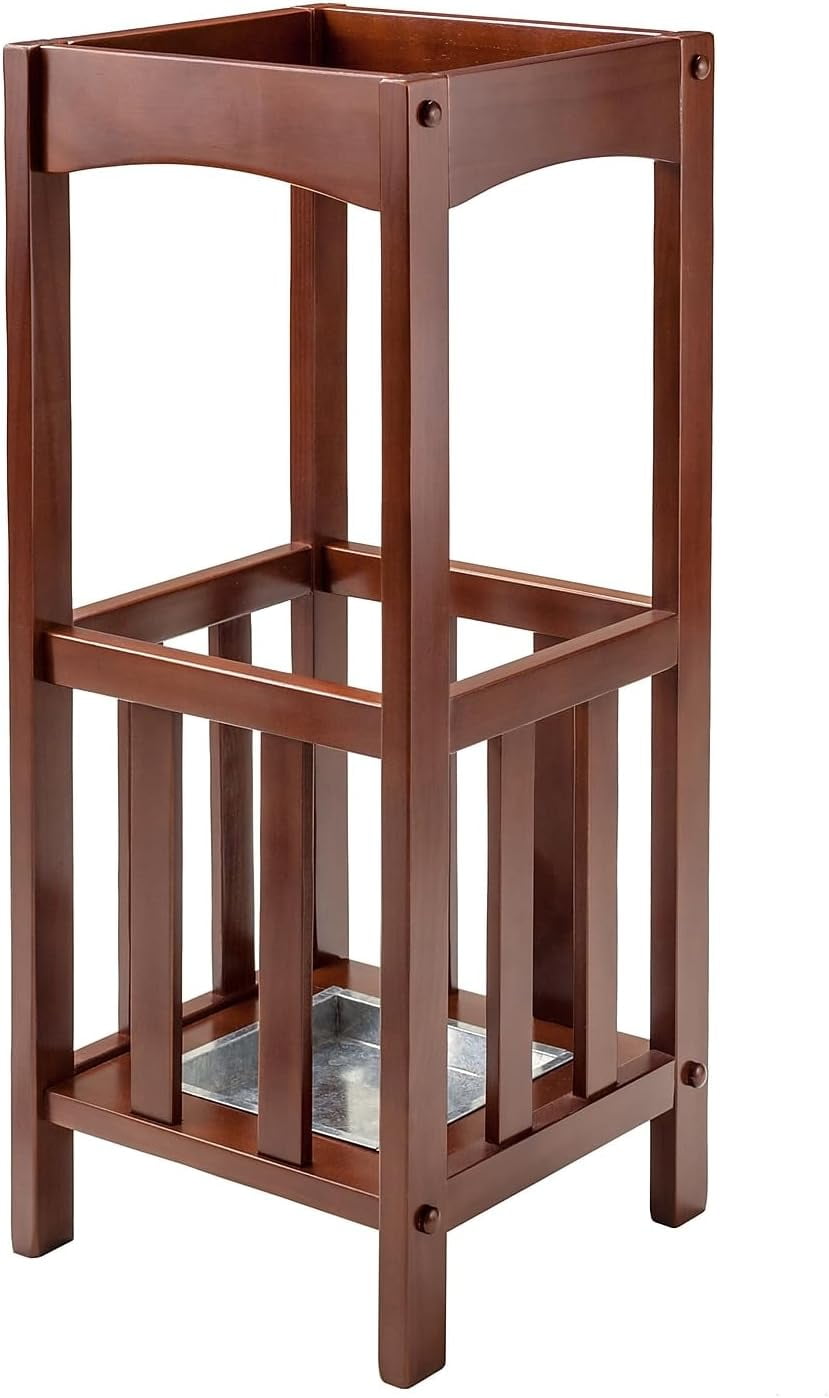 Rex Umbrella Stand with Metal Tray, Walnut (94712) - Walmart.com