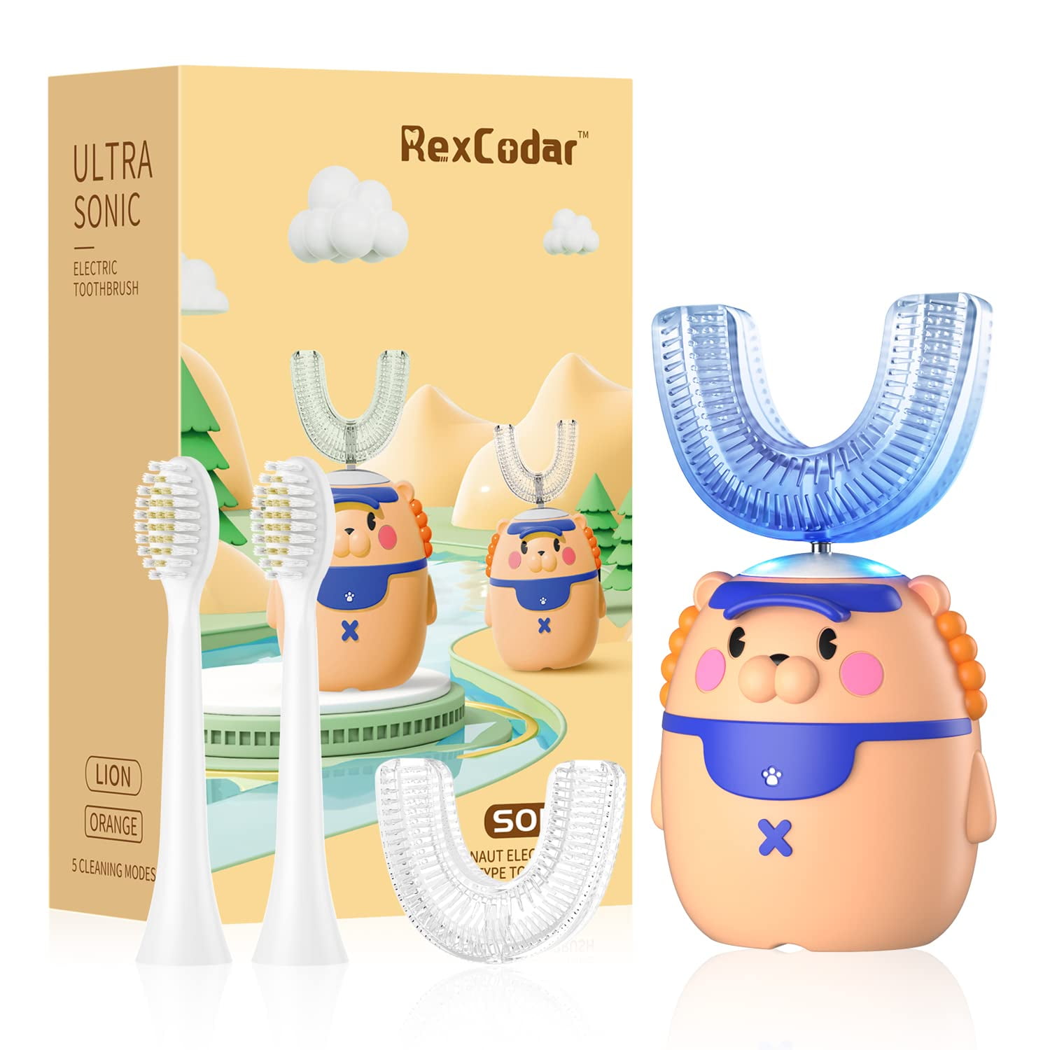 RexCodar Kids Electric Toothbrushes, U Shaped Ultrasonic Toothbrush ...
