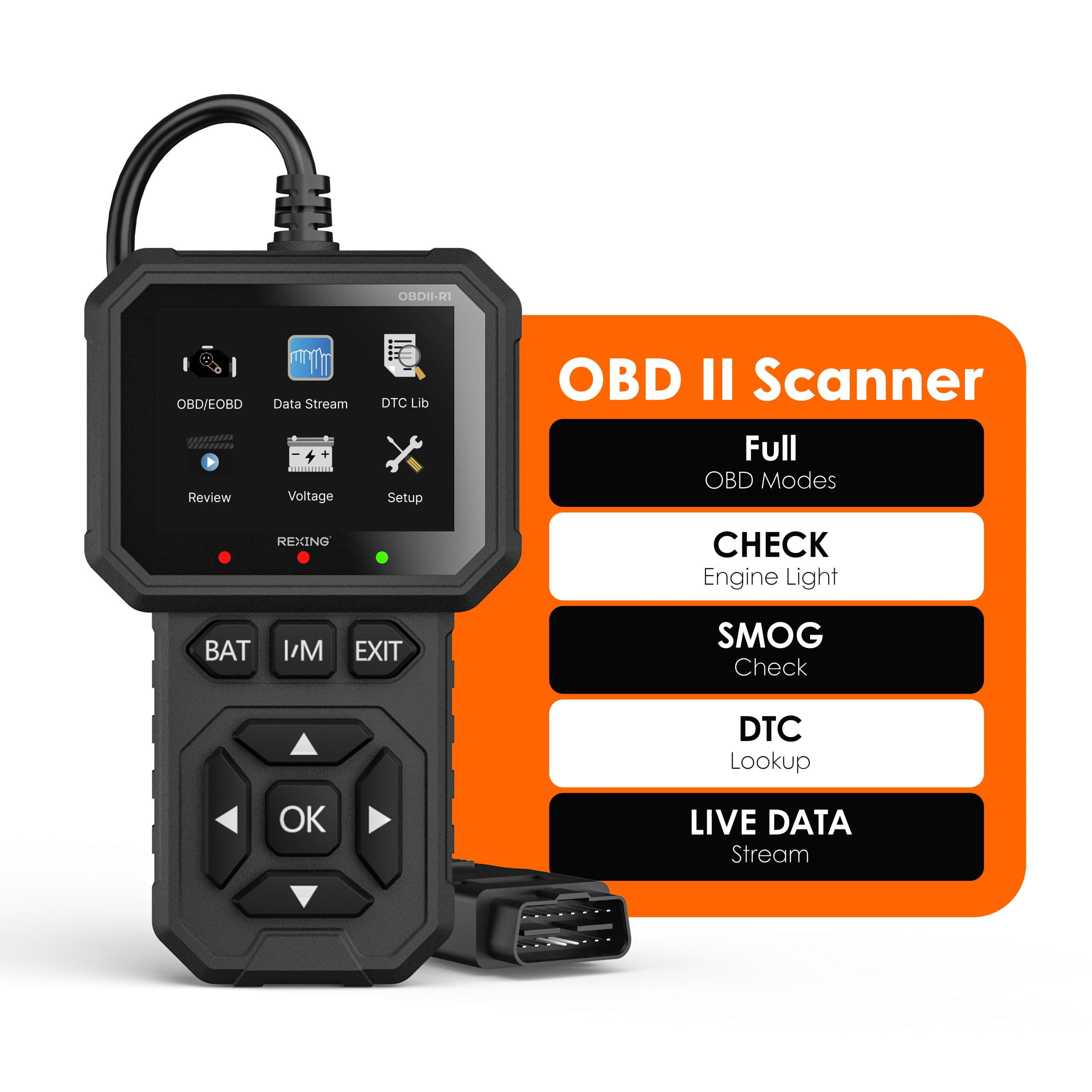 Rexing OBD2 Scanner - Enhanced Universal Car Code Reader & Diagnostic ...