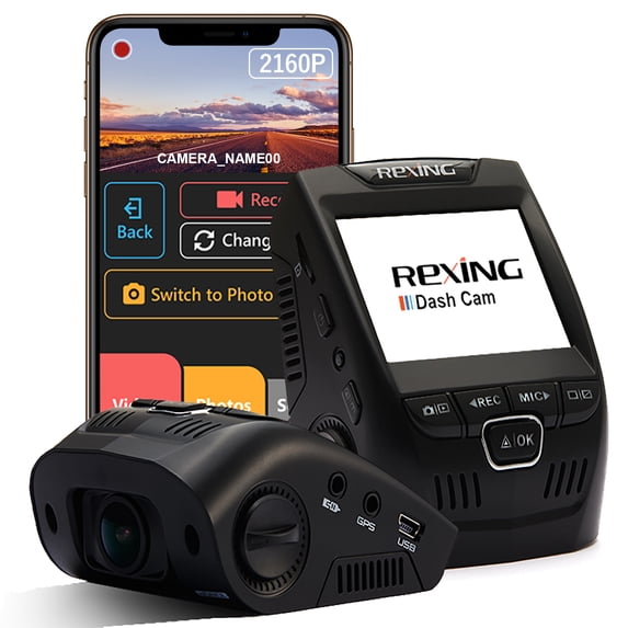 Rexing, Dash Cam, V1-4K, 170¬∞ Wide Angle Wi-Fi G-Sensor - Walmart.com