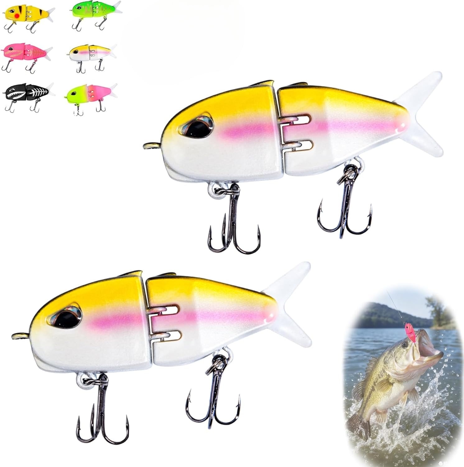 Rexs Glide Bait, Raptor Glide Bait with Freshwater Saltwater Multi Jointed Swimbait Wobbler ...