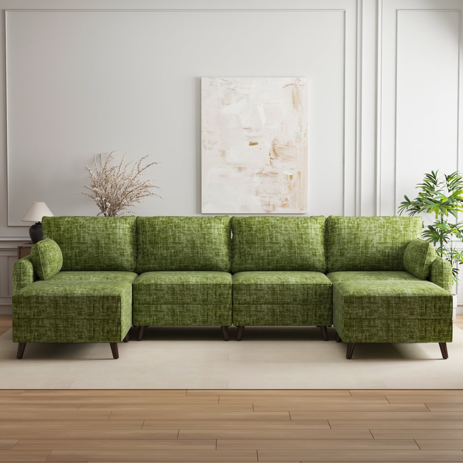 Rexulqo 135'' Modular Sectional Sofa with All Seats Storage, Oversized ...