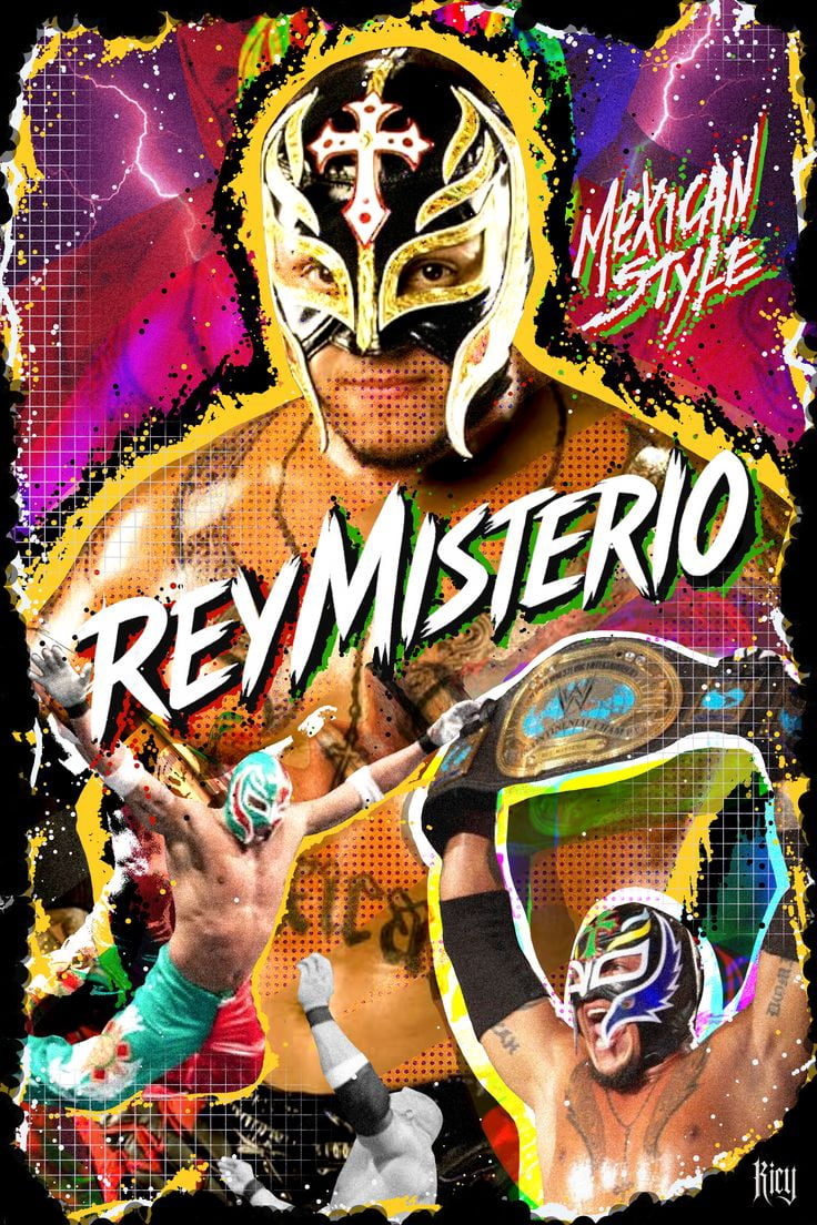 Rey Mysterio Masked Wrestling Wall Art Mexican Lucha Champion Style ...