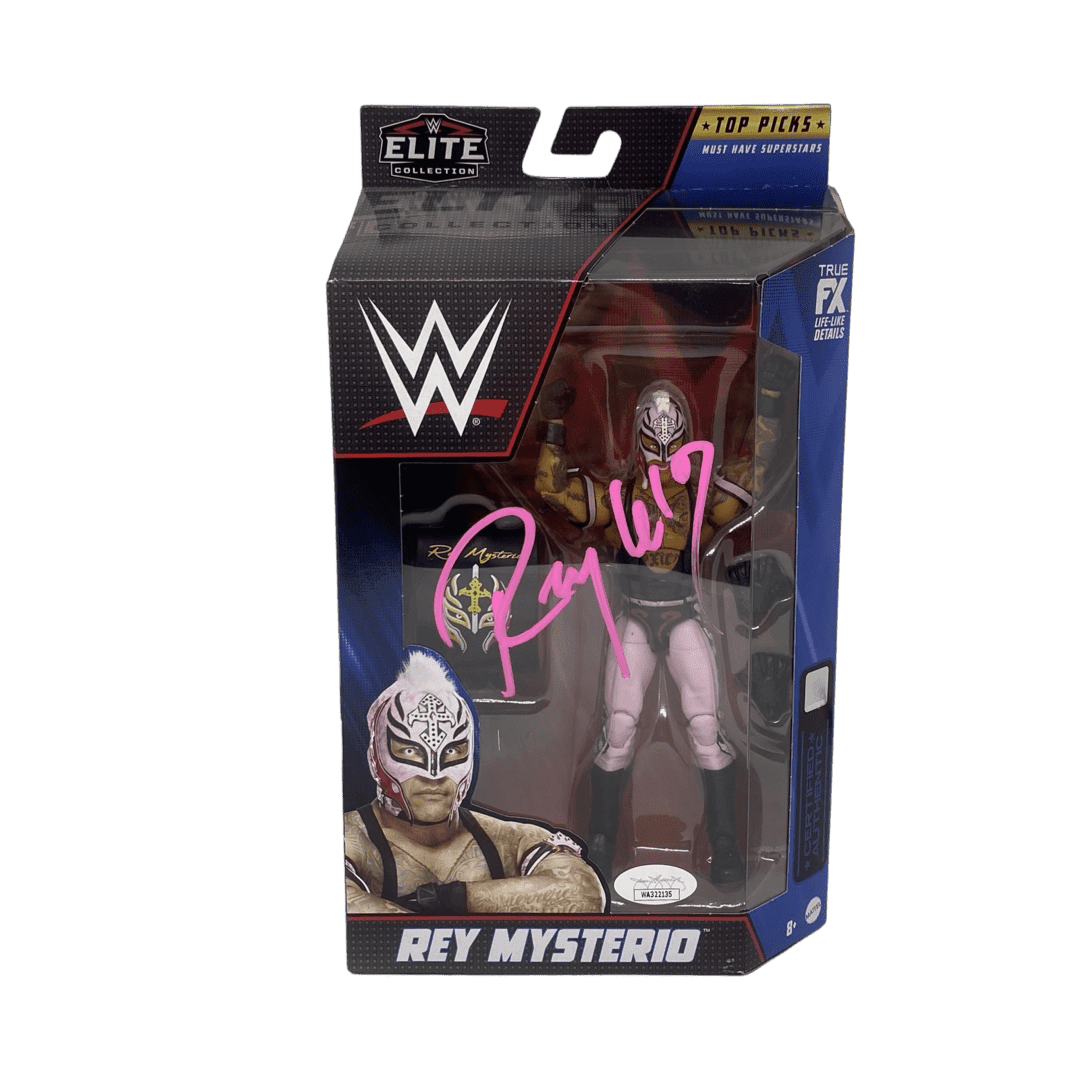 Rey Mysterio Signed Elite Top Pick Action Figure JSA Authenticated Pink ...