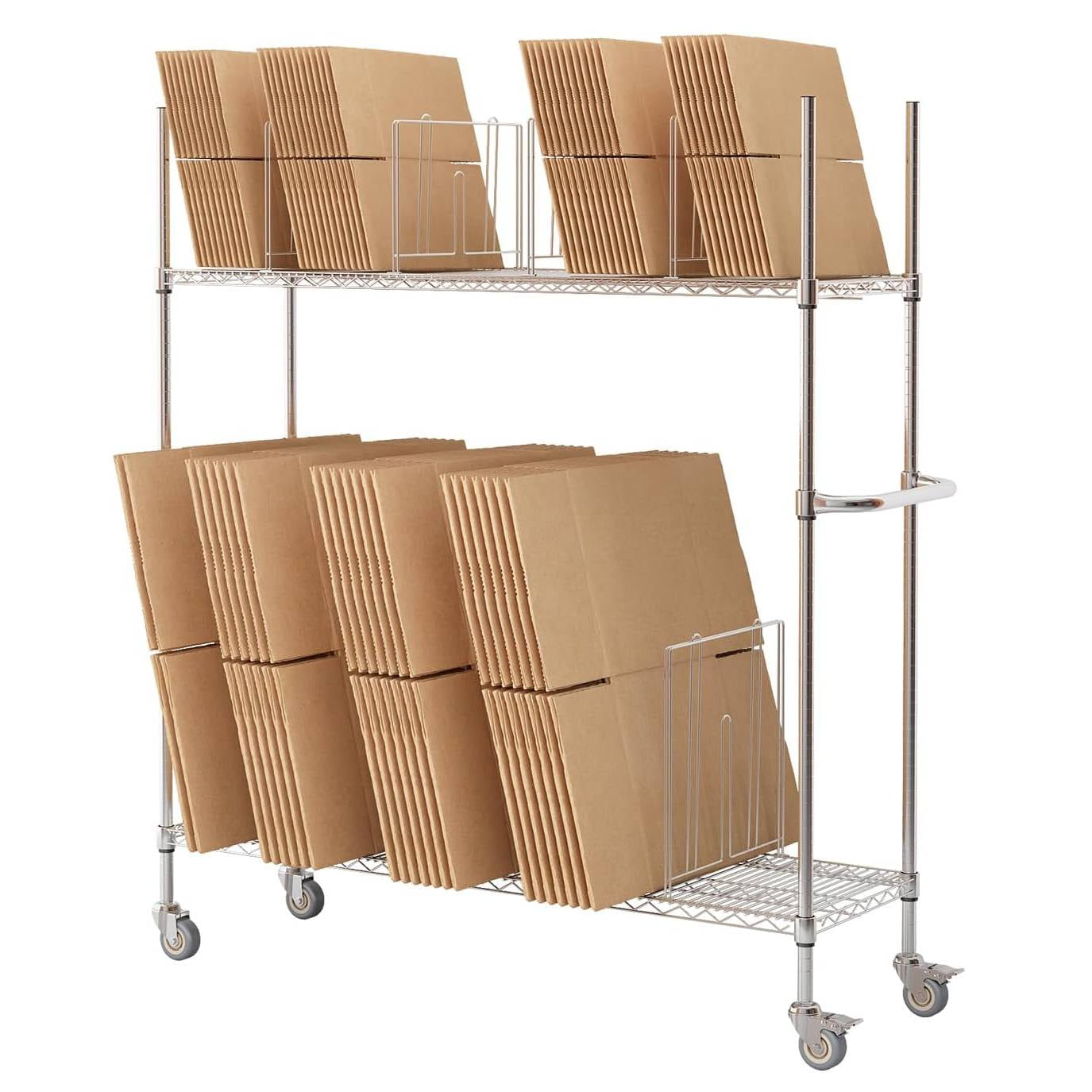 Reykilor 2-Tier Steel Carton Stand, Wire Carton Cart Carton Storage ...