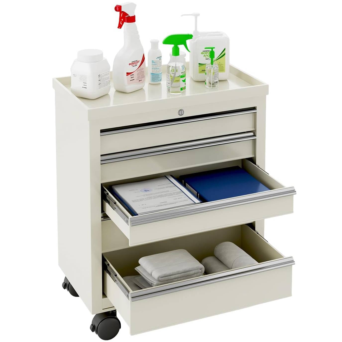 Reykilor 5 Drawers Mobile Medical Bedside Cart w/4 Wheels and Lock ...